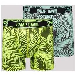Boxershorts CAMP DAVID "Set:", Herren, Gr. XL, 2 Stk., bunt (aqua, neon lime), Material: 60% Baumwolle, 35% Polyamid, 5% Elasthan, bedruckt, Unterhosen, mit All Over Print