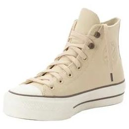 Sneaker Converse "CHUCK TAYOR ALL STAR LIFT PLATFORM WEATHERIZED LEATHER", Damen, Gr. 37, beige (miso glaze, truffle, egret), Leder, Schuhe Sneaker