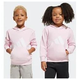 Kapuzensweatshirt Adidas SPORTSWEAR "LK BL FT HD", M&auml;dchen, Gr. 128, pink (clear pink, wei&szlig;), Obermaterial: 55% Baumwolle, 36% Polyester, 9% Viskose, angesetztes B&uuml;ndchen, Sweatshirts