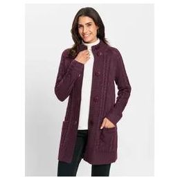 Strickjacke Inspirationen, Damen, Gr. 42, rot (burgund), 50% Baumwolle, 50% Polyacryl, unifarben, Strickjacken Strickjacke
