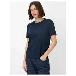 Kurzarmshirt Brax "Style CIRA", Damen, Gr. 44, blau (navy), 100% Baumwolle, Rundhals, Shirts