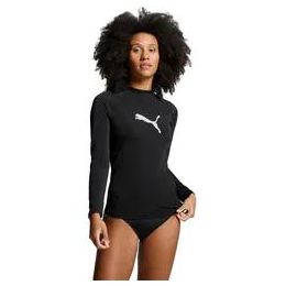 Rash Guard Puma "SWIM WOMEN LONG SLEEVE RASH GUARD", Damen, Gr. L, schwarz, Obermaterial: 80% Polyester, 20% Elasthan, unifarben, eng normal, ohne Ausschnitt, Shirts, Logodruck, lang&auml;rmelig, funktionelle Passform
