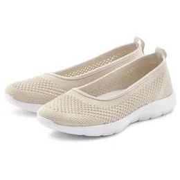 Sneaker Ballerinas Lascana "Halbschuh, Slip-On-Sneaker", Damen, Gr. 44, beige, Obermaterial: 100% Textilmaterial. Decksohle: 100% Textilmaterial. Futter: 100% Textilmaterial. Laufsohle: 100% Synthetik, unifarben, Schuhe Ballerina, zum Reinschl&uuml;pfen VEGAN, Topseller