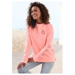 Sweatshirt ELBSAND "Andra", Damen, Gr. L (40), orange (koralle meliert), Sweatware, Obermaterial: 67% Baumwolle, 33% Polyester, meliert, figurumspielend h&uuml;ftbedeckend, Rundhals, Sweatshirts Sweatshirt, mit Logoprint, Topseller