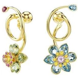 Paar Ohrstecker Swarovski "Schmuck Geschenk Idyllia Drop-Ohrh&auml;nger Blume", gold (gelbgoldfarben, metallfarben, blau, gr&uuml;n, gelb, lila, rosa,, blau, gr&uuml;n, gelb, lila, rosa,), Ohrringe, Damen, Metall, mit Swarovski Kristall