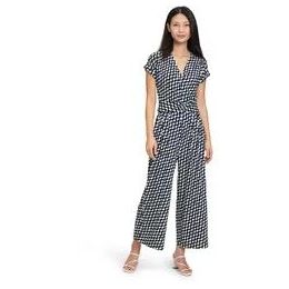 Overall Betty Barclay "Damen mit Eingrifftaschen", Damen, Gr. 40, Normalgr&ouml;&szlig;en, blau (dunkelblau, wei&szlig;), Jersey, Obermaterial: 95% Polyester, 5% Elasthan, figurumspielend, V-Ausschnitt, Overalls Overall, Form