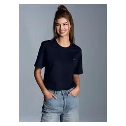 T-Shirt TRIGEMA "TRIGEMA Classic Tee", Damen, Gr. S, blau (navy), Single Jersey, 100% Baumwolle, Basic, lang, Rundhals, Shirts T-Shirt