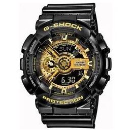 Chronograph Casio G-SHOCK, schwarz (schwarz, goldfarben), Armbanduhren, Damen, Chronograph, Quarzuhr,Armbanduhr,Herrenuhr,digital, bis 20 bar wasserd.Resinarmband