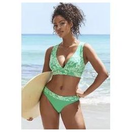 Bustier-Bikini-Top Venice Beach "Moloka", Damen, Gr. 36, Cup C/D, gr&uuml;n (gr&uuml;n bedruckt), Recycling-Polyamid, bedruckt, Bikini-Oberteile, mit tropischem Print