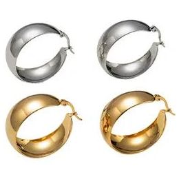 Creolen-Set Firetti "Multipack Schmuck Geschenk Edelstahl Ohrschmuck Ohrringe", gold (silberfarben, gelbgoldfarben), Ohrringe, Damen, 30mm, Edelstahl, Made in Germany