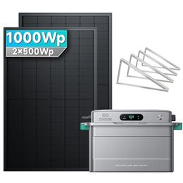 Solarmars&reg; 1000W Balkonkraftwerk mit Speicher, Zendure SolarFlow 800 Plus - Mit Flachdachhalterung