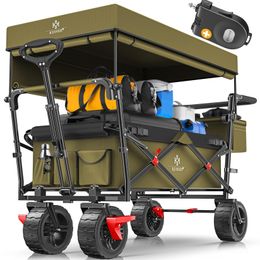 Kesser&reg; Bollerwagen faltbar GT9000 Handwagen mit Dach Transportwagen max. belastbar bis 150kg mit Hartgummi-R&auml;der & Feststellbremsen (Vorne & Hinten) Inkl. Abdeckung, Wetter & Sichtschutz