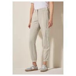 Stoffhose Cecil, Damen, Gr. XXL, L&auml;nge 28, beige (pumice beige), Stoff, 55% Leinen, 45% Viskose, unifarben, slim fit kn&ouml;chelfrei, Hosen Stoffhose, mit seitlichen Einschubtaschen