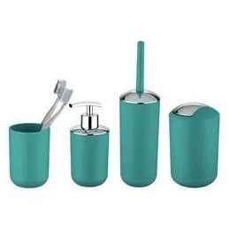 Wenko Bad-Accessoire Set Mod. Brasil Petrol, 4-teilig , Spezialkunststoff, bruchsicher