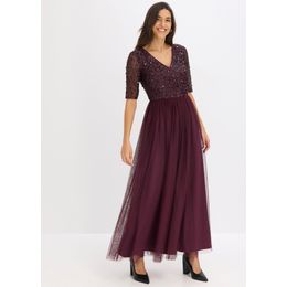 bonprix Abendkleid aus zartem T&uuml;ll mit Paillettenstickerei, blau