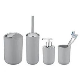 Wenko Bad-Accessoire-Set Mod. Brasil Grau, 4 tlg., Seifenspender, WC-Garnitur, Zahnputzbecher,