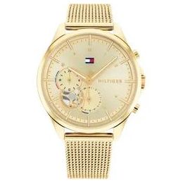 Multifunktionsuhr Tommy Hilfiger "QUINN", gold (goldfarben), Armbanduhren, Damen, Quarzuhr, Armbanduhr, Damenuhr, Datum, Edelstahlarmband