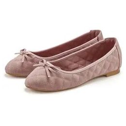Ballerina Lascana "Slipper, Schl&uuml;pfschuh, Freizeitschuh, Slip-On-Sneaker", Damen, Gr. 42, rosa (rose), Obermaterial: 100% Lederimitat. Decksohle: 100% Textilmaterial. Futter: 100% Textilmaterial. Laufsohle: 100% Synthetik, unifarben, Basic, Schuhe Ballerina, mit eleganter Schleifenapplikation VEGAN