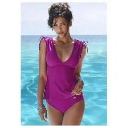 Tankini Lascana "Cillo", Damen, Gr. 40, Cup A/B, pink (fuchsia), Recycling-Polyamid, unifarben, Bikini-Sets Tankini, mit regulierbaren Tr&auml;ger auf der Schulter