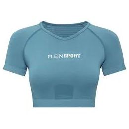 T-Shirt Plein Sport "T-Shirt", Damen, Gr. M, blau (18, petrol), Obermaterial: 56% Polyamid, 39% Polyester, 5% Elasthan, Shirts T-Shirt