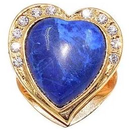 Tuchring Firetti "Schmuck Geschenk Messing Ansteckschmuck Schalclip Herz", bunt (gelbgoldfarben, kristallwei&szlig;, blau, kristallwei&szlig;, blau), Broschen, Damen, Messing, Made in Germany - mit Lapislazuli, Zirkonia (synth.)