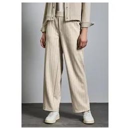 Stoffhose Street One, Damen, Gr. 46, L&auml;nge 30, beige (sheer beige meliert), Stoff, 70% Polyester, 26% Viskose, 4% Elasthan, gestreift, gerade lang, Hosen Stoffhose, mit seitlichen Einschubtaschen