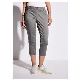 3/4-Hose Street One, Damen, Gr. 38, L&auml;nge 22, grau (overcast grau), Web, 97% Baumwolle, 3% Elasthan, unifarben, comfort fit 3/4-L&auml;nge, Hosen, Middle Waist