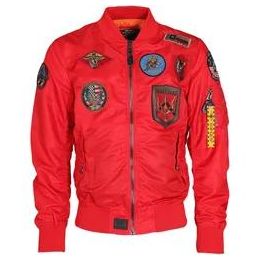 Bomberjacke Top Gun "TG2024001", Herren, Gr. 50M, rot, Oberstoff: 100% Nylon / Futter: 100% Polyester / Strick: 100% Polyester / Kragen: 100% Polyester, Jacken Bomberjacke