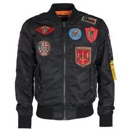 Bomberjacke Top Gun "TG2024001", Herren, Gr. 3xl, schwarz, Oberstoff: 100% Nylon / Futter: 100% Polyester / Strick: 100% Polyester / Kragen: 100% Polyester, Jacken Bomberjacke