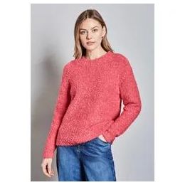 Rundhalspullover Street One, Damen, Gr. 34, rot (sugar coral), Feinstrick, 69% Nylon, 30% Baumwolle, 1% Elasthan, unifarben, oversize normal, Rundhals, B&uuml;ndchen, Pullover Rundhalspullover, im angenehmen Materialmix