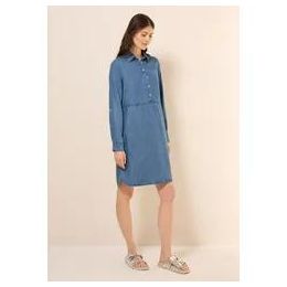 Midikleid Cecil, Damen, Gr. XXL46, US-Gr&ouml;&szlig;en, blau (mid blau wash), Stoff, 100% Lyocell, unifarben, comfort fit knielang, V-Ausschnitt, B&uuml;ndchen, Kleider Midikleid, mit seitlichen Einschubtaschen
