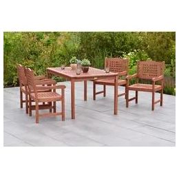 Garten-Essgruppe Merxx "&raquo;Lima&laquo;", beige (natur, natur, natur), Massivholz, Sitzm&ouml;bel-Sets, Tisch: LxB: 147x90 cm