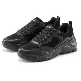 Sneaker Lascana "Turnschuhe", Damen, Gr. 43, schwarz (schwarz, schwarz), Obermaterial: 50% Lederimitat, 50% Textilmaterial. Decksohle: 100% Textilmaterial. Futter: 100% Textilmaterial. Laufsohle: 100% Synthetik, unifarben, Basic, Schuhe Modernsneaker Sneaker low, Halbschuh, Sportschuh, leichte Chunky Sohle, weiche Innensohle VEGAN