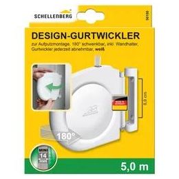 Aufputz-Gurtwickler Schellenberg "Minisystem, Design-Gurtwickler inkl. 5 m Gurtband", wei&szlig;, B:2,2cm H:14,3cm, Gurtwickler, Aufschraubwickler zum &ouml;ffnen, Lochabstand 8 cm, 180 schwenkbar