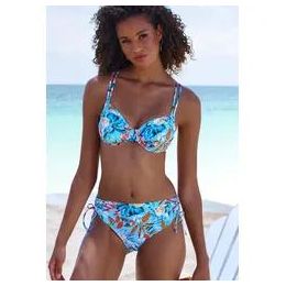 B&uuml;gel-Bikini-Top Venice Beach "Caru", Damen, Gr. 36, Cup F, blau (hellblau, bedruckt), Recycling-Polyamid, Bikini-Oberteile, mit modernem Allover-Print