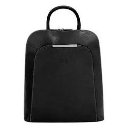 Cityrucksack CLUTY, Damen, Gr. B/H/T: 32cm x 28cm x 12cm, onesize, schwarz, Leder, Rindsleder, Strukturmuster, Rucks&auml;cke Cityrucksack, echt Leder, Made in Italy
