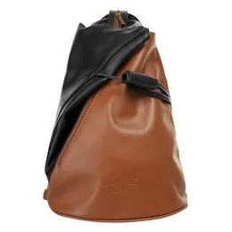 Cityrucksack Samantha Look, Damen, Gr. B/H/T: 34cm x 25cm x 13cm, onesize, braun (camel), Leder, Rindsleder, unifarben, Rucks&auml;cke Cityrucksack, echt Leder, Made in Italy