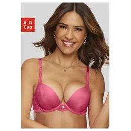 Push-up-BH s.Oliver "Pauline", Damen, Gr. 80, Cup C, orange (koralle), Microtouch, Obermaterial: 69% Polyamid, 17% Elasthan, 14% Polyester, BHs Push-up-BH, mit feiner Spitze seitlich am Cup und modischem Accessoire, Dessous