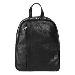 Cityrucksack Samantha Look, Damen, Gr. B/H/T: 29cm x 9cm, onesize, schwarz, Leder, Rindsleder, Rucks&auml;cke Cityrucksack, Echt Leder, Made in Italy