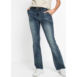 bonprix Bootcut-Jeans Mid Waist, blau, Gr.52, Stylische Jeans mit ausgestelltem Bein, 95% Baumwolle