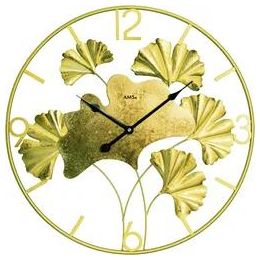 Wanduhr AMS, gold (goldfarben), Wanduhren, &Oslash; 50cm, Wanduhr, Quarzuhr, Metall, Wohnzimmer, Esszimmer, K&uuml;che, Arbeitszimmer, B&uuml;ro