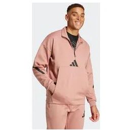 Sweatshirt Adidas SPORTSWEAR "Adidas Z.N.E. QUARTER-ZIP", Herren, Gr. M, rosa (warm clay), Obermaterial: 57% Polyester, 43% Baumwolle, angesetztes B&uuml;ndchen, Sweatshirts Sweatshirt