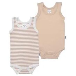 Body Liliput, Jungen, Gr. 74/80, EURO-Gr&ouml;&szlig;en, beige, 95% Baumwolle, 5% Polyester, gestreift, unifarben, Rundhals, Bodys Body, 2er-Pack mit angenehmem Rundhalsausschnitt