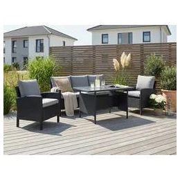 Gartenlounge-Set Konifera "&raquo;Brooklyn&laquo;", schwarz (schwarz, dunkelgrau,), B:62cm, Stahl, Sitzm&ouml;bel-Sets, Stahl/Polyrattan