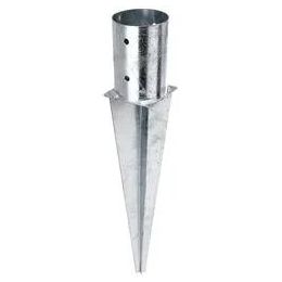 GAH Alberts Einschlag-Bodenh&uuml;lse ALBERTS, silber (silberfarben), B:10,1cm, Stahl, Bodenanker, f&uuml;r Rundholzpfosten, &Oslash;101 mm, Gesamtl&auml;nge 600 mm