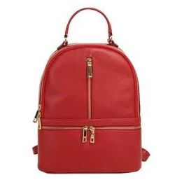 Cityrucksack Samantha Look, Damen, Gr. B/H/T: 30cm x 25cm x 9cm, onesize, rot, Leder, Rindsleder, unifarben, Rucks&auml;cke Cityrucksack, echt Leder, Made in Italy