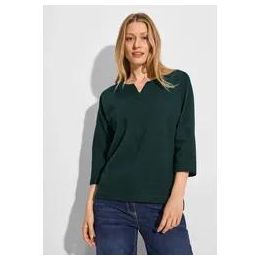 3/4-Arm-Shirt Cecil, Damen, Gr. XS (36), gr&uuml;n (fir gr&uuml;n), Stoff, 68% Polyester, 28% Viskose, 4% Elasthan, unifarben, gerade normal, Rundhals, B&uuml;ndchen, Shirts 3/4-Arm-Shirt, mit 3/4 &Auml;rmeln