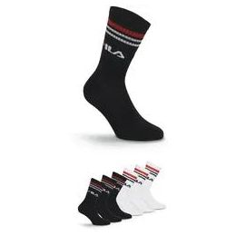 Socken Fila "UNISEX LIFESTYLE PLAIN SOCKS", Damen, Gr. 39-42, schwarz-wei&szlig; (schwarz, wei&szlig;), Baumwollmischung, unifarben, normal, Socken Socken, mit Logo-Schriftzug