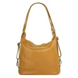 Shopper Samantha Look, Damen, Gr. B/H/T: 31cm x 29cm x 11cm onesize, gelb, Leder, leicht gl&auml;nzend, unifarben, Taschen Shopper, echt Leder, Made in Italy