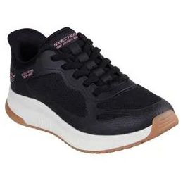 Slip-On Sneaker Skechers "BOBS SQUAD 4", Damen, Gr. 40, schwarz (schwarz wei&szlig;), Mesh, Synthetik, Schuhe, Slipper, Freizeitschuh, Halbschuh mit Memory Foam, Topseller